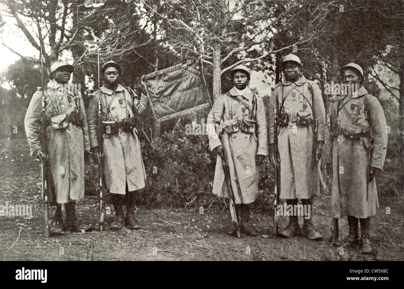 World War I. The pennant of the 43rd battalion Senegalese infantrymen ...