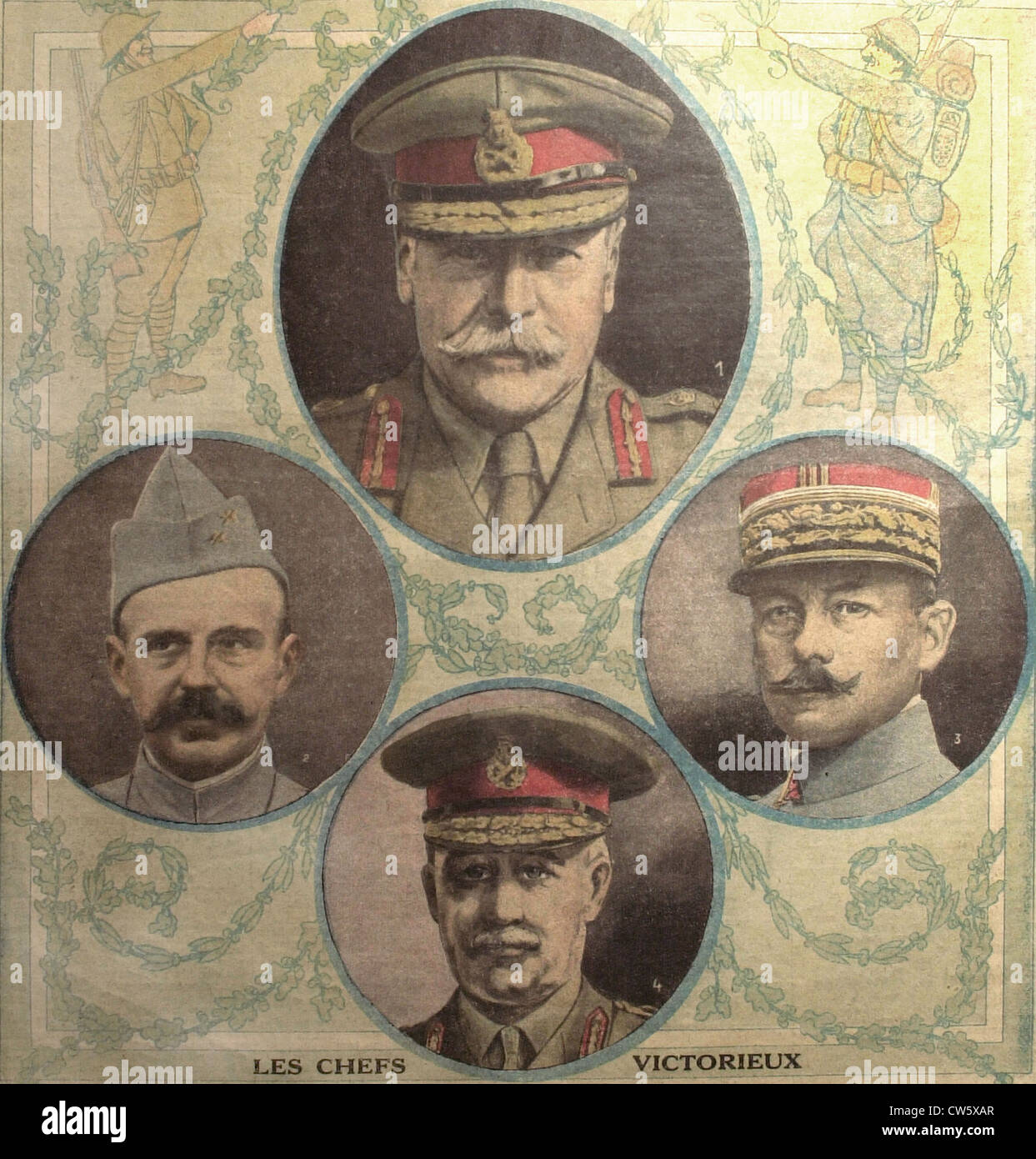 World War I Marshal Douglas Haig,: left: General Debeney (French 1st ...