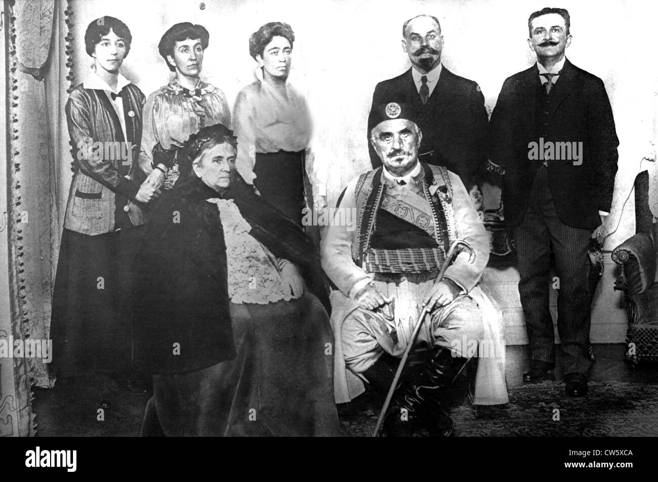 World War I. The royal family of Montenegro in exile at Lyons Stock ...