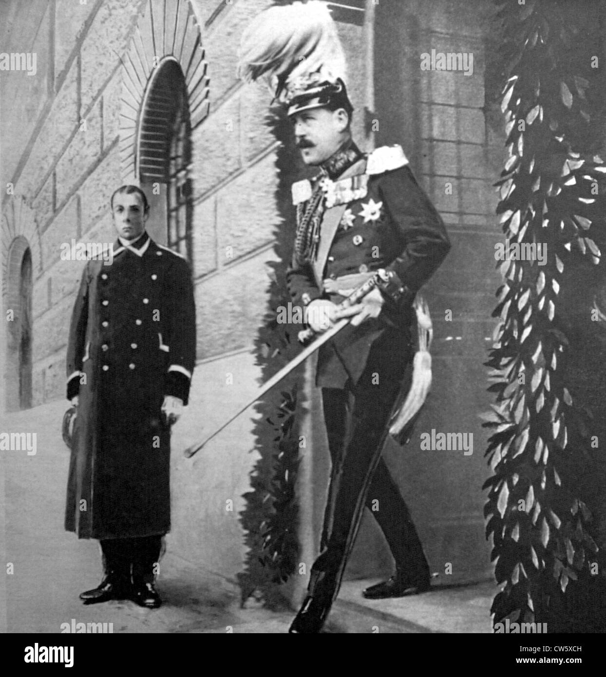 World War I. In Athens, King Constantine of Greece, dressed in the ...