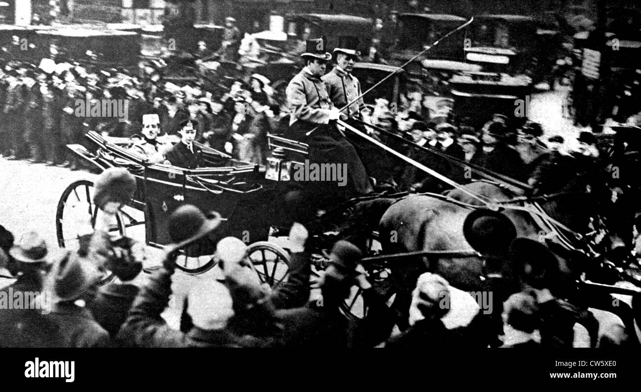 World War I. Prince Alexander of Serbia and Nicholas Pachitch visiting ...