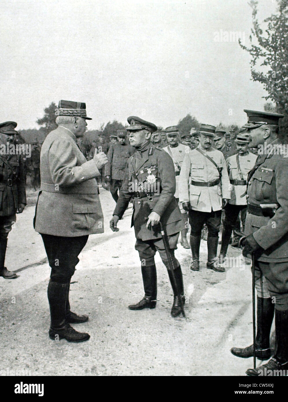 World War I. At the front, a conversation between Marshal French ...