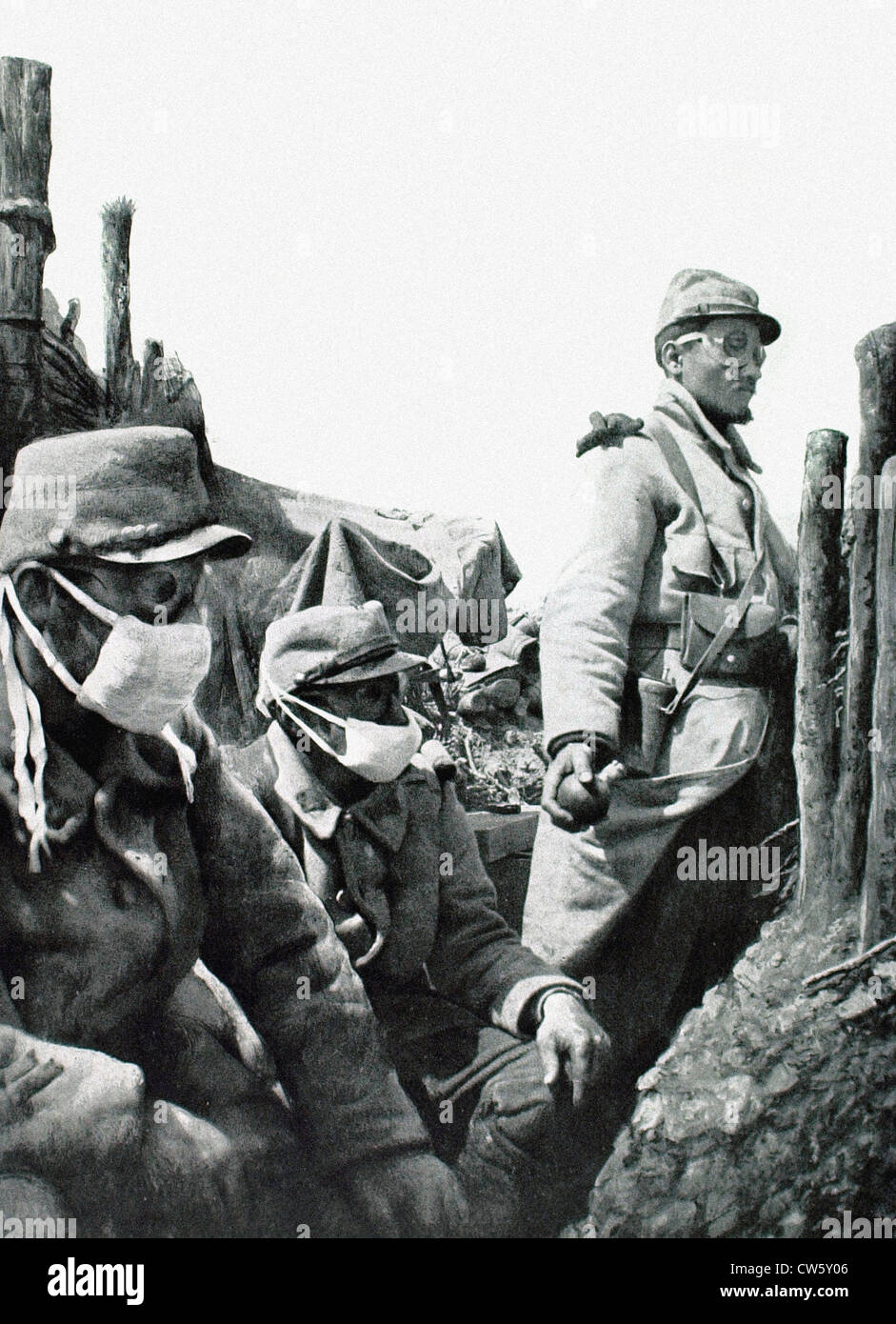 World War I. In a front-line trench in Vauguois, a soldier prepares to ...