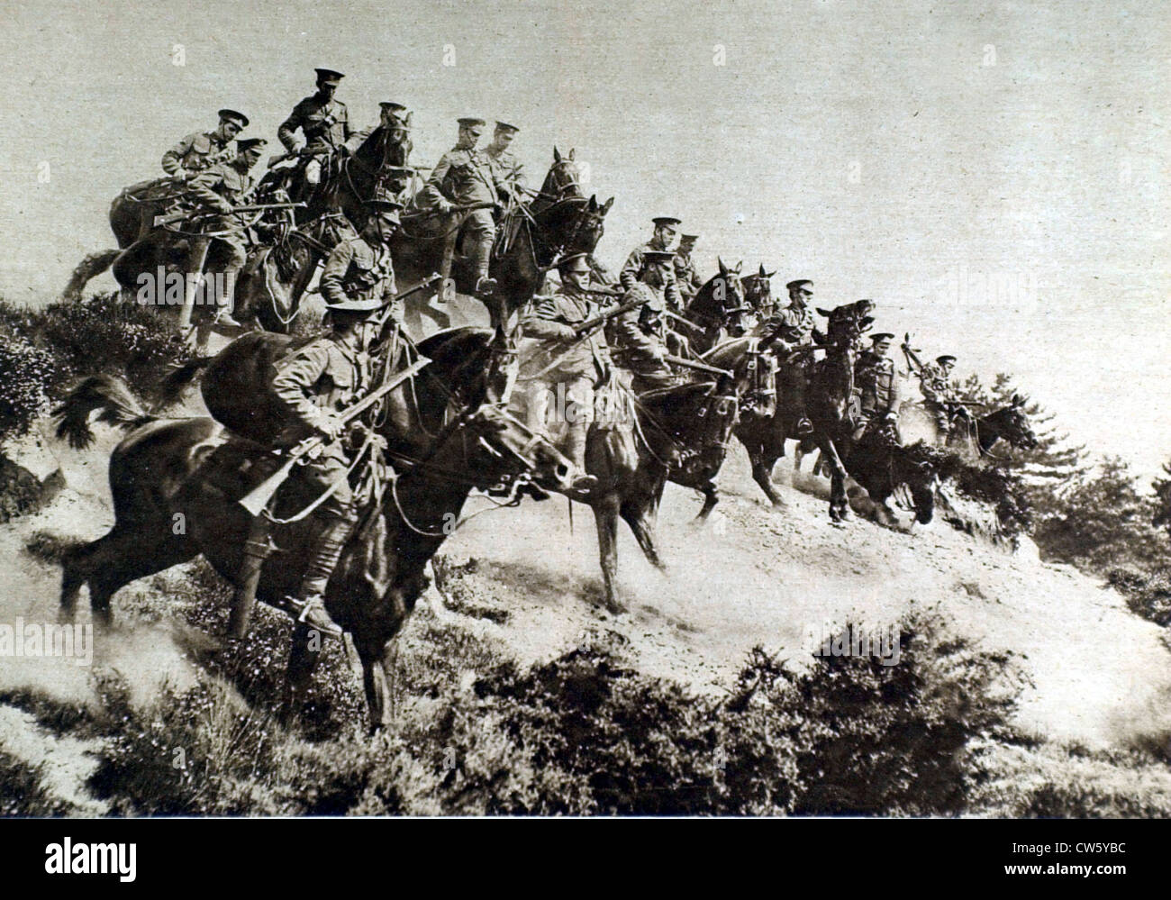 World War I. In Picardy, British cavalry training (1916 Stock Photo - Alamy