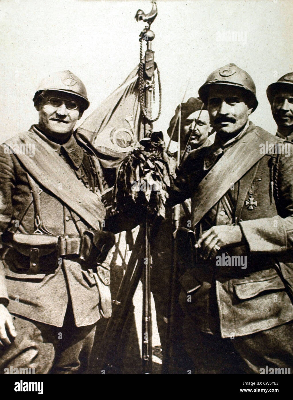 World War I. The pennant of the 1st Infantry decorated with the ...