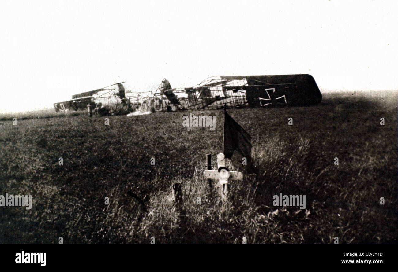 World War I. On the front, a German "Gotha" shot down near the ...