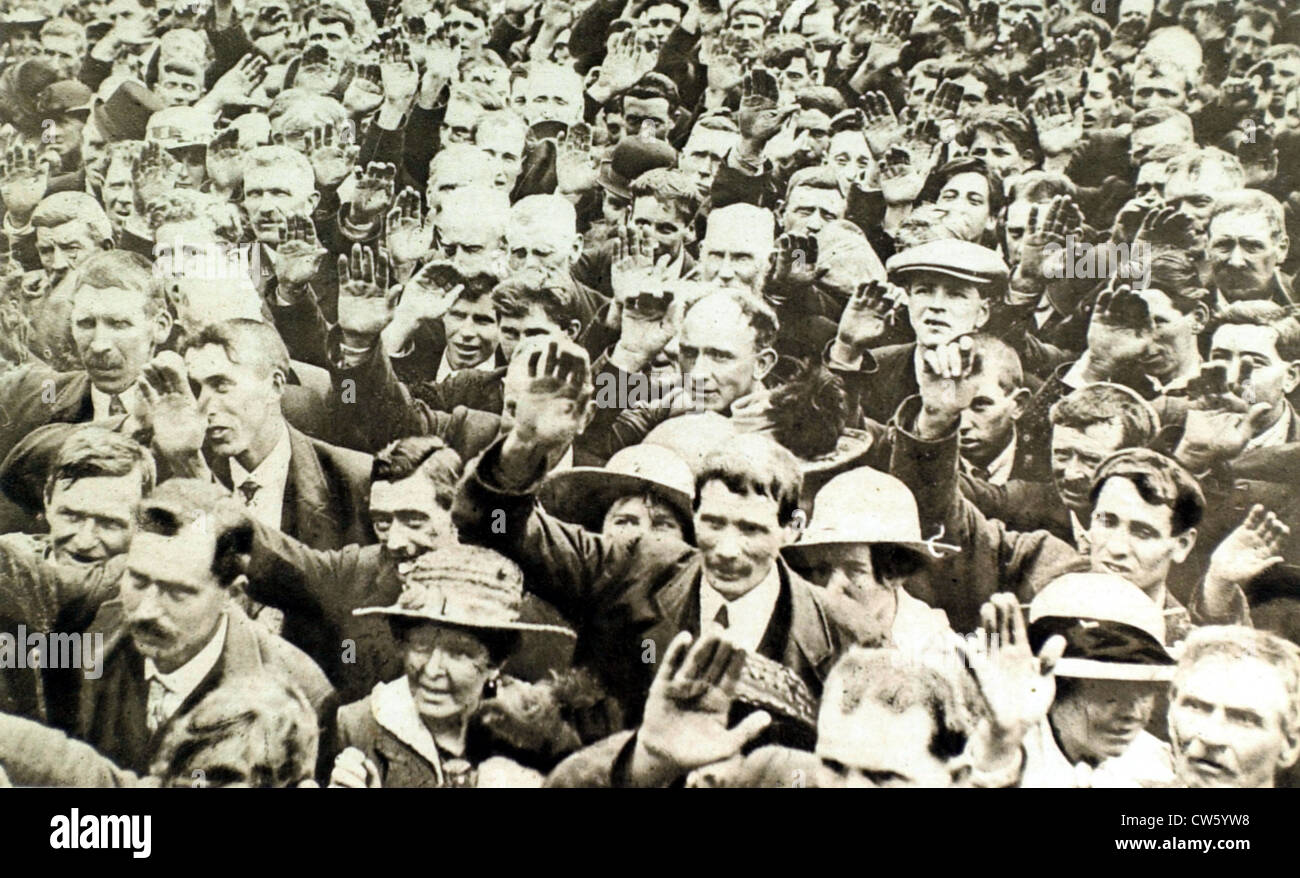 World War I. In Ireland, large anti-conscription demonstration in ...