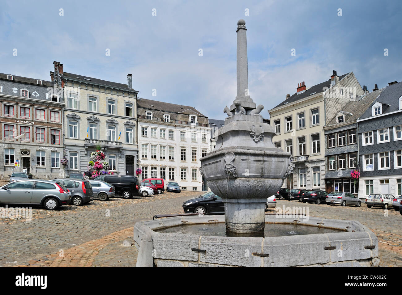 Pillory at the square place Saint-Remacle at Stavelot, Ardennes ...
