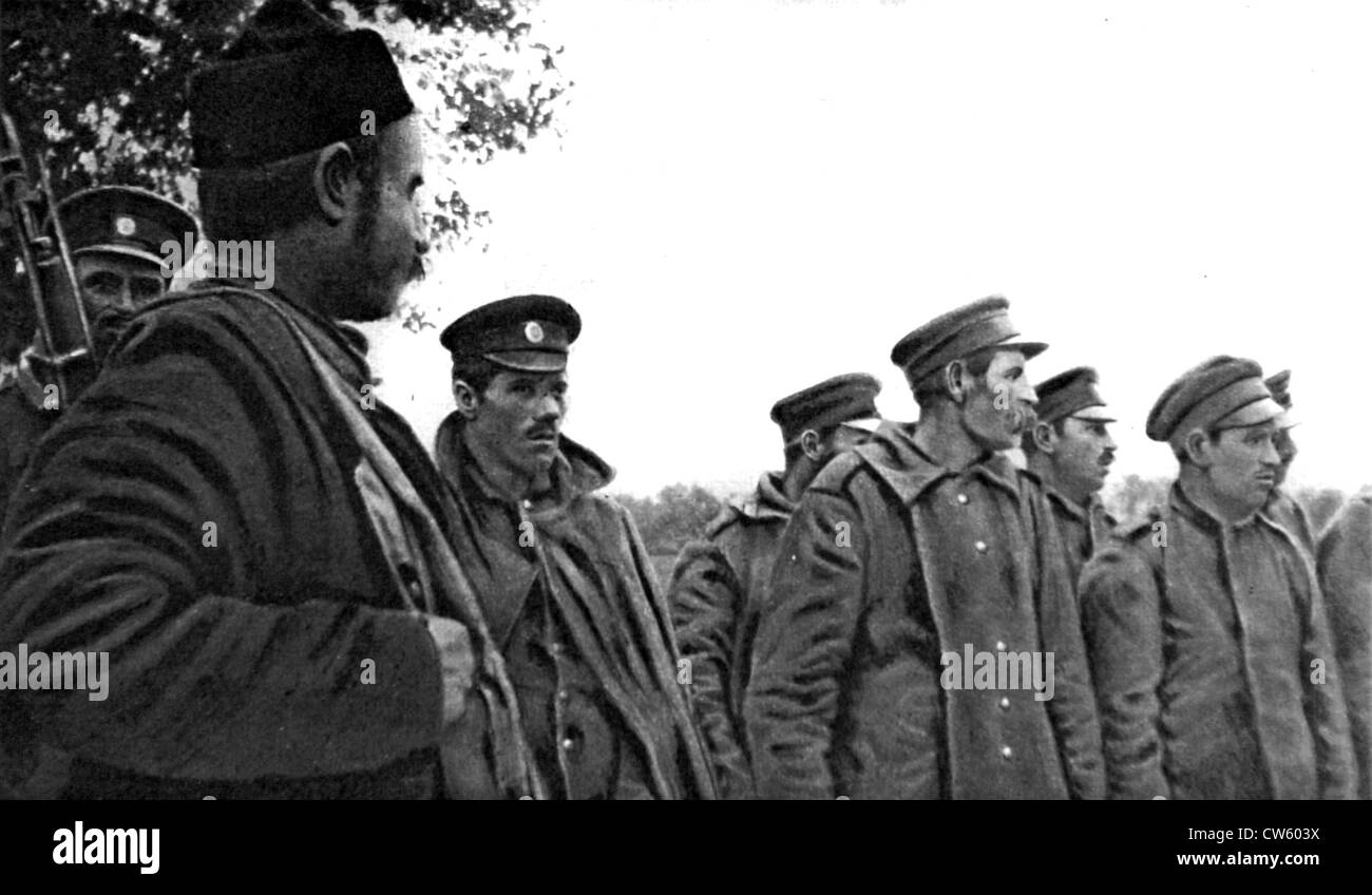World War I. Bulgarian soldiers captured by the Serbs in Radovich (1915 ...