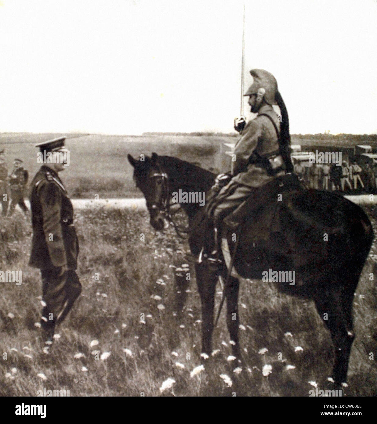 World War I. Lord Kitchener encounters General Baratier on the front ...