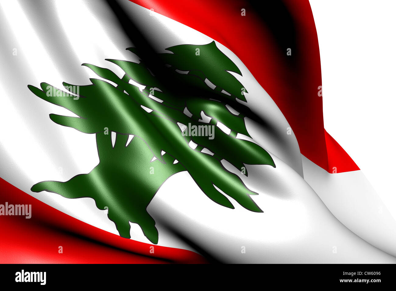 Flag of Lebanon against white background. Close up Stock Photo - Alamy
