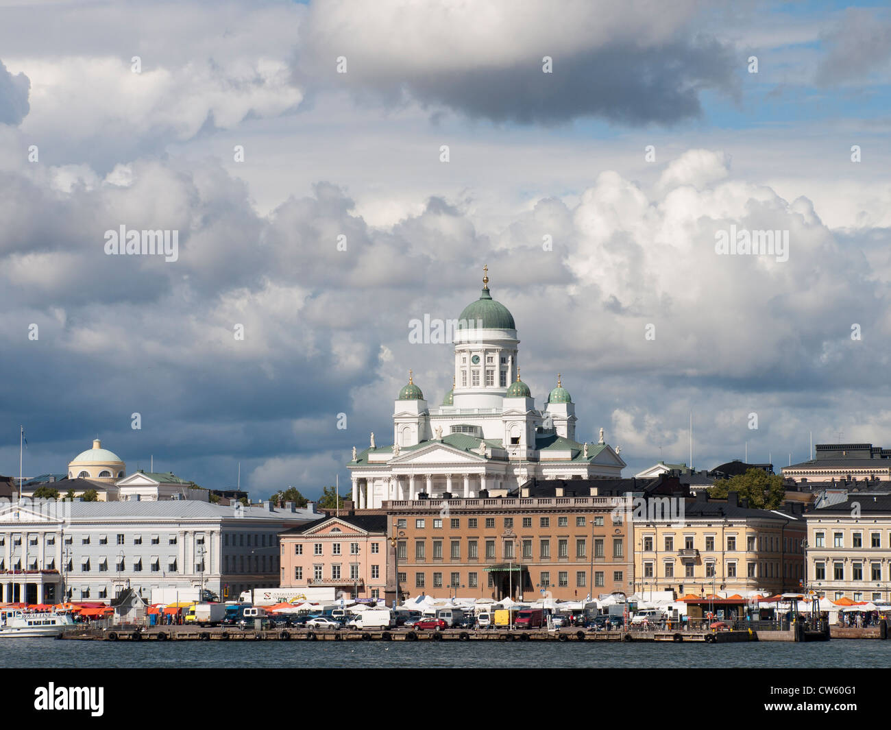 Central market square and cathedral of Helsinki as seen from the ...