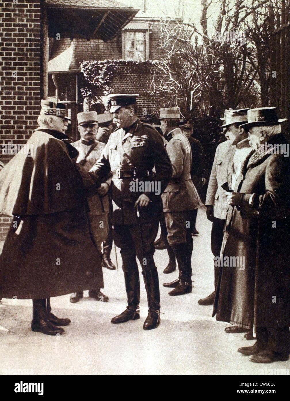 World War I. Lord Kitchener speaking with General Joffre (1915 Stock ...