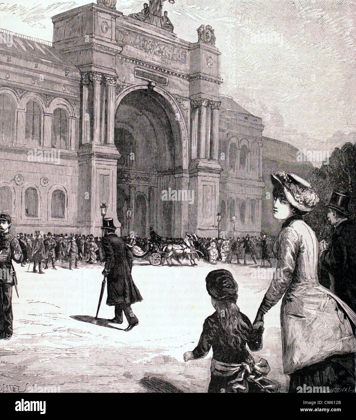 Paris. 1882 Fair. Public entrance to the Palace of Industry Stock Photo ...