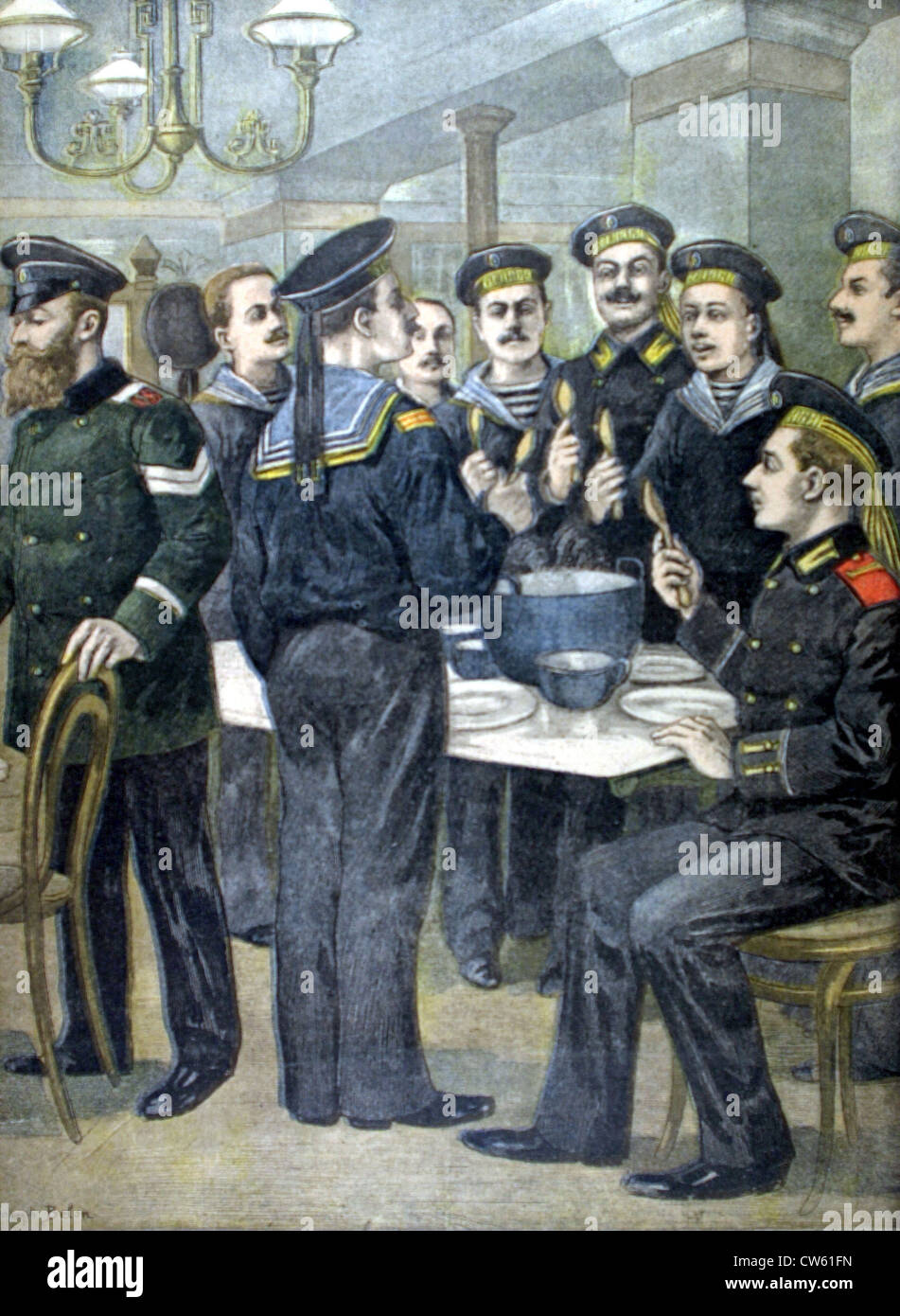 Russian sailors eating Paiki at the Paris World Fair (1900 Stock Photo ...