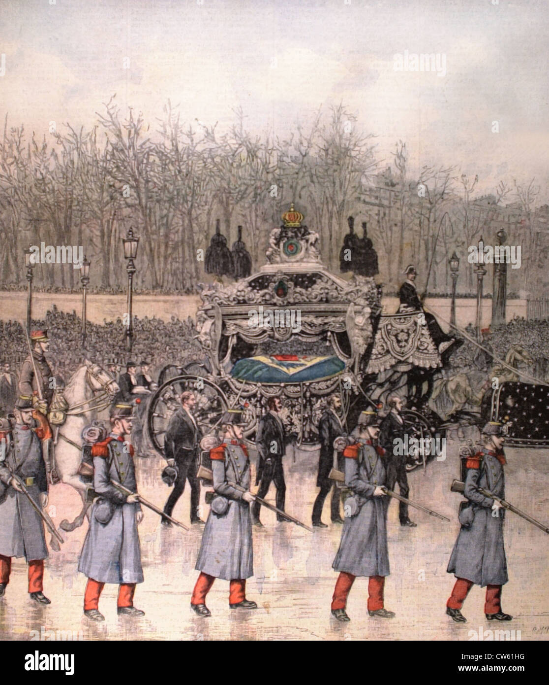 Funeral of the former emperor of Brazil, Dom Pedro, in Paris (1891 ...