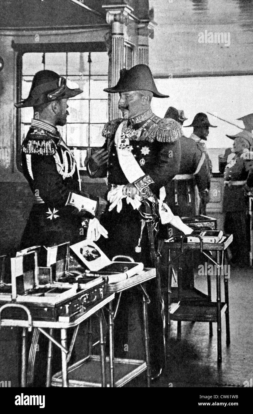 Meeting between Nicolas II and Wilhelm II at Swinemunde (1907 Stock ...