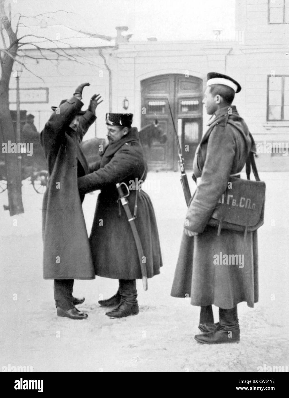 A passer-by searched by the Russian police in Warsaw (1906 Stock Photo ...