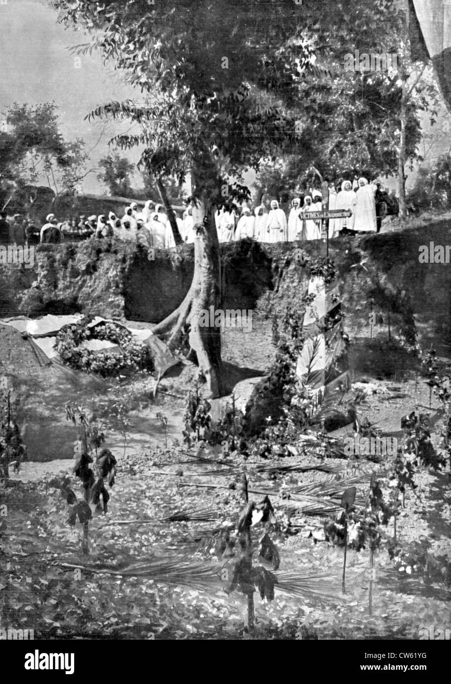 Provisory grave of the victims of the Fez insurrection (1912 Stock ...