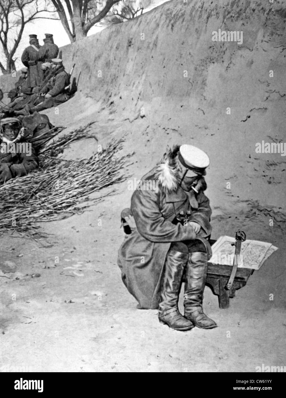 1905 russian japanese war japanese general studying his map hi-res ...