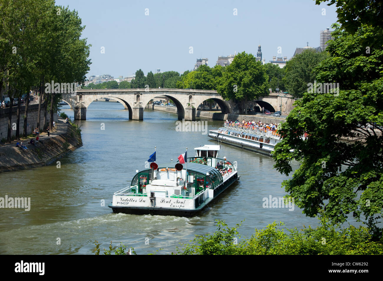 Seine river boat, Paris, France Stock Photo - Alamy