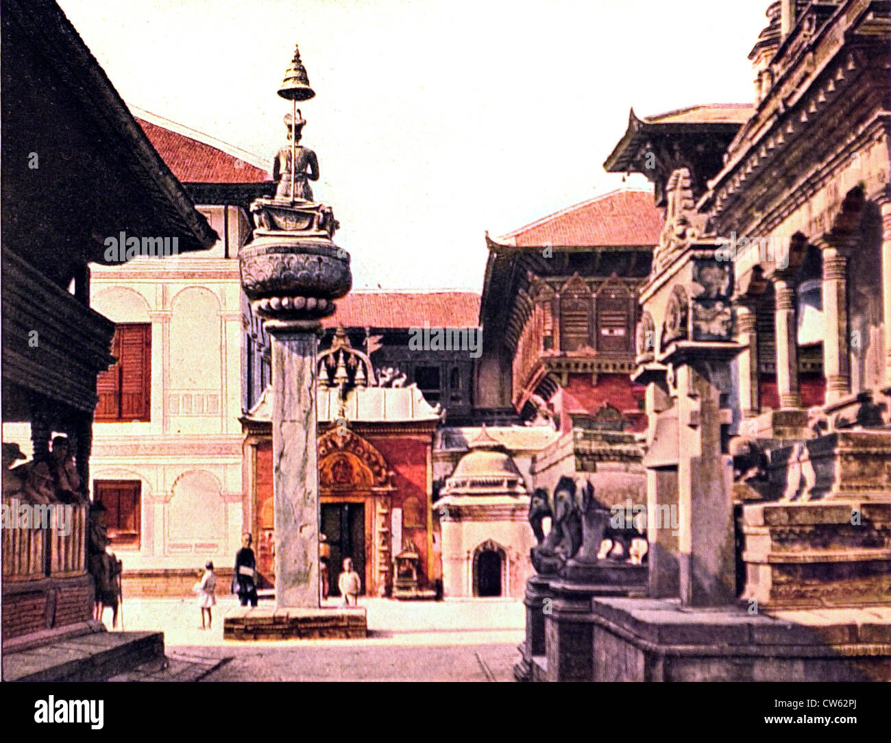 Before the former royal palace of Bhatgaon, Nepal (1929 Stock Photo - Alamy