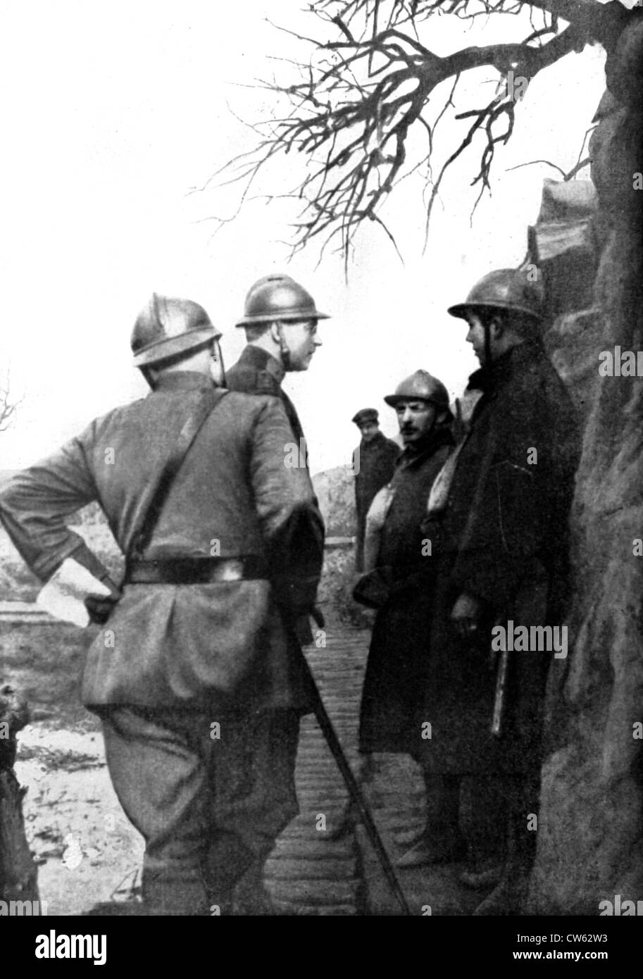 World War I. King Albert of Belgium inspecting the trenches of ...