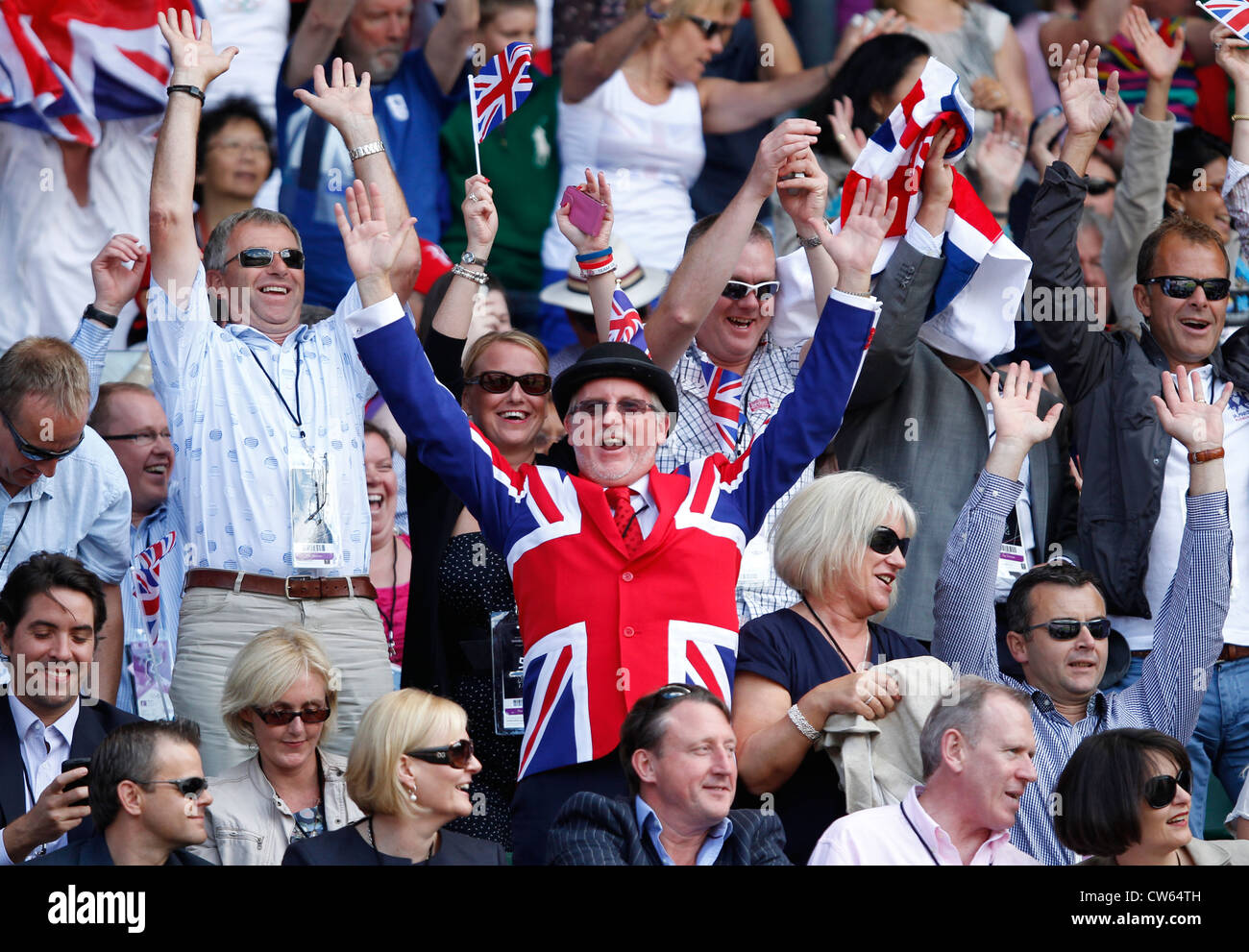 Spectators celebrating in the stands at Wimbledon, Olympic Games,London ...