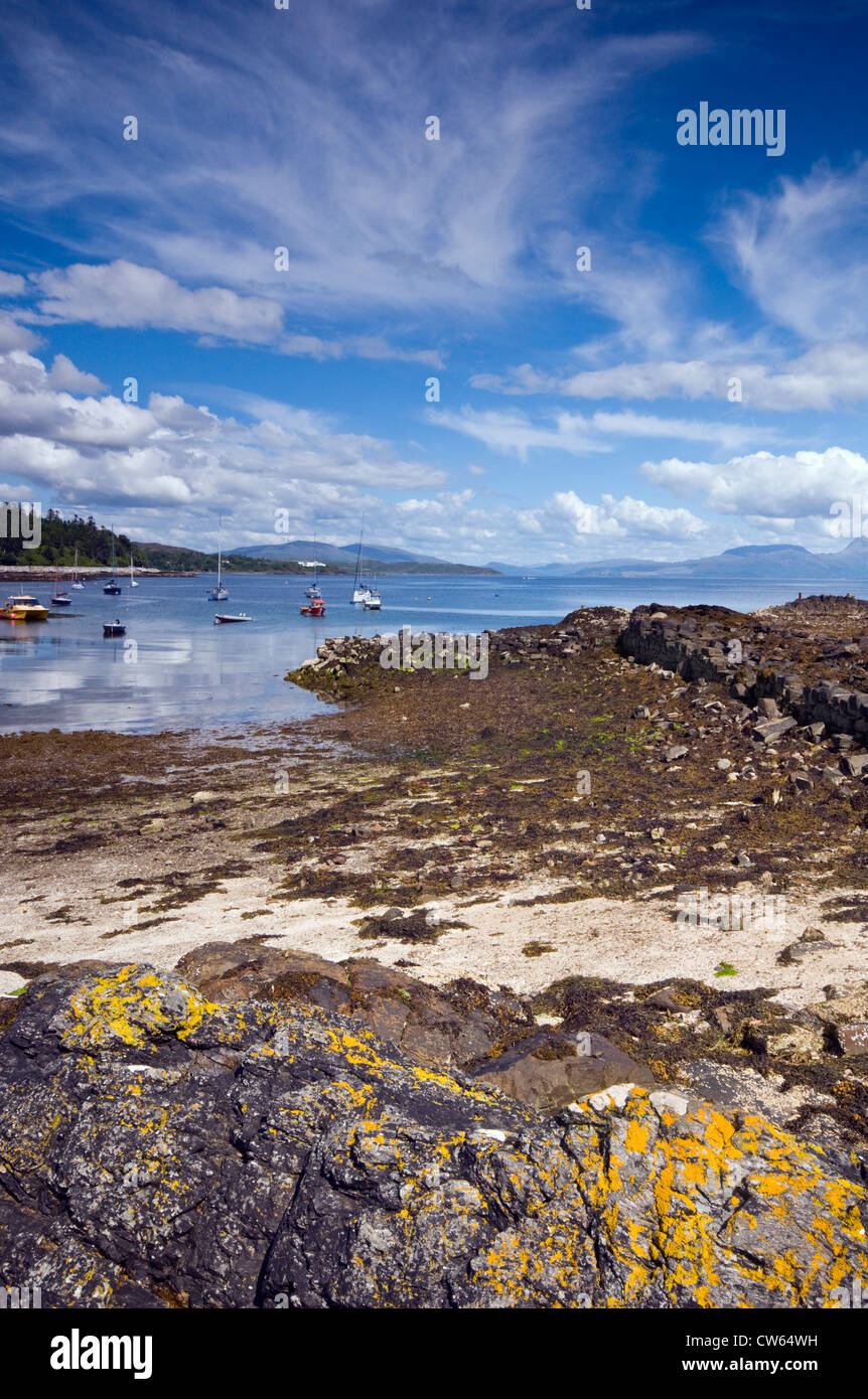 Boats in the harbour at Armadale on the Sleat Peninsula, Isle of Skye ...