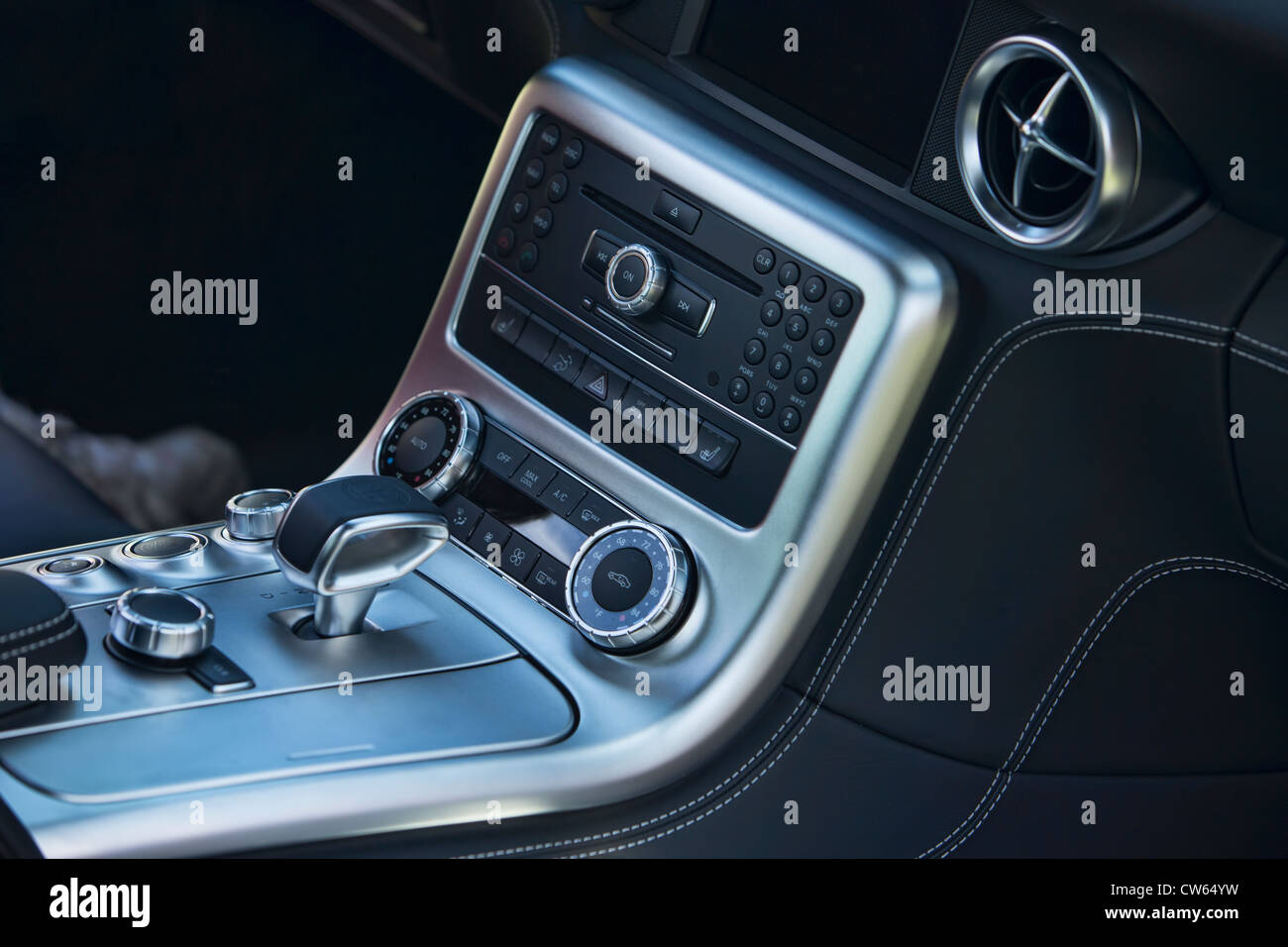 The inside console of a luxury sports car during Fast Pass in Fountain ...