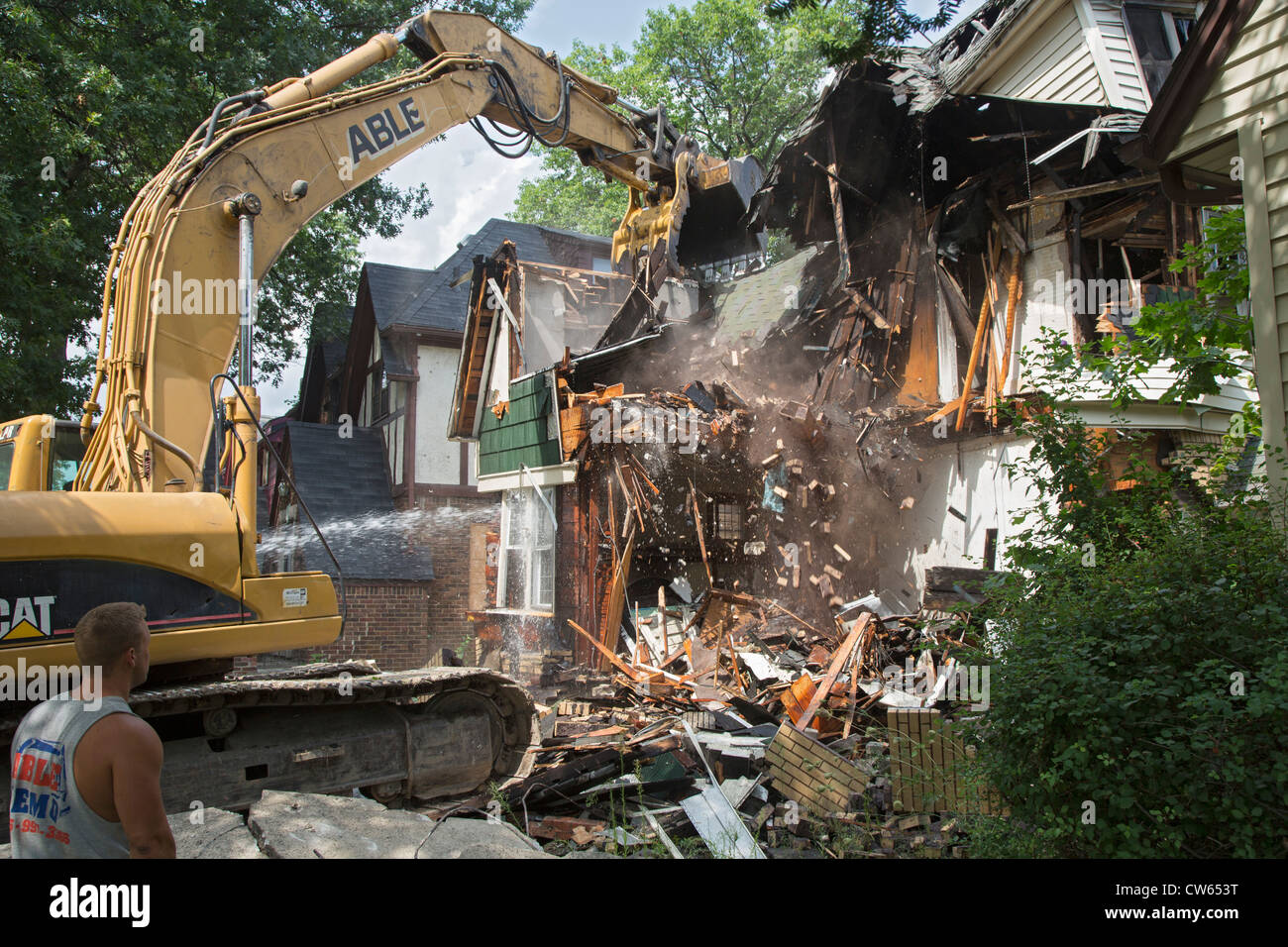 Detroit, Michigan - A fire-damaged and vacant home in the city's ...