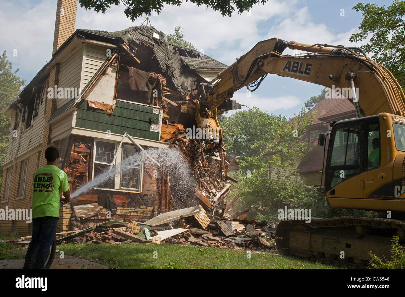 Detroit, Michigan - A fire-damaged and vacant home in the city's ...