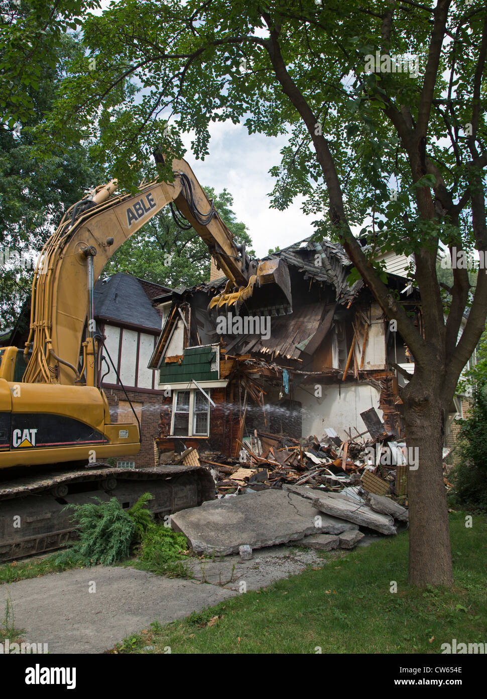 Detroit, Michigan - A fire-damaged and vacant home in the city's ...