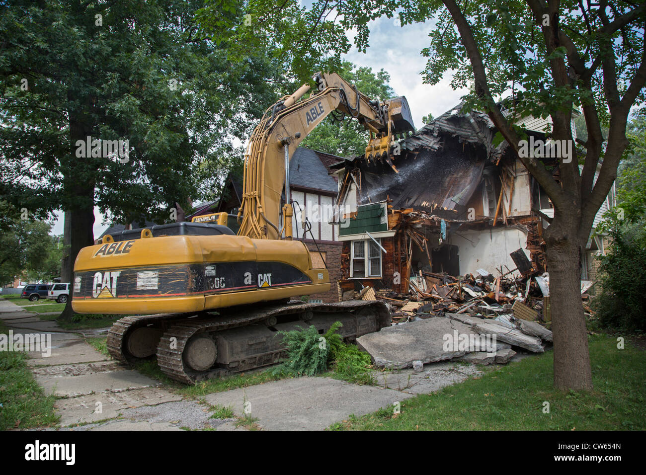 Detroit, Michigan - A fire-damaged and vacant home in the city's ...