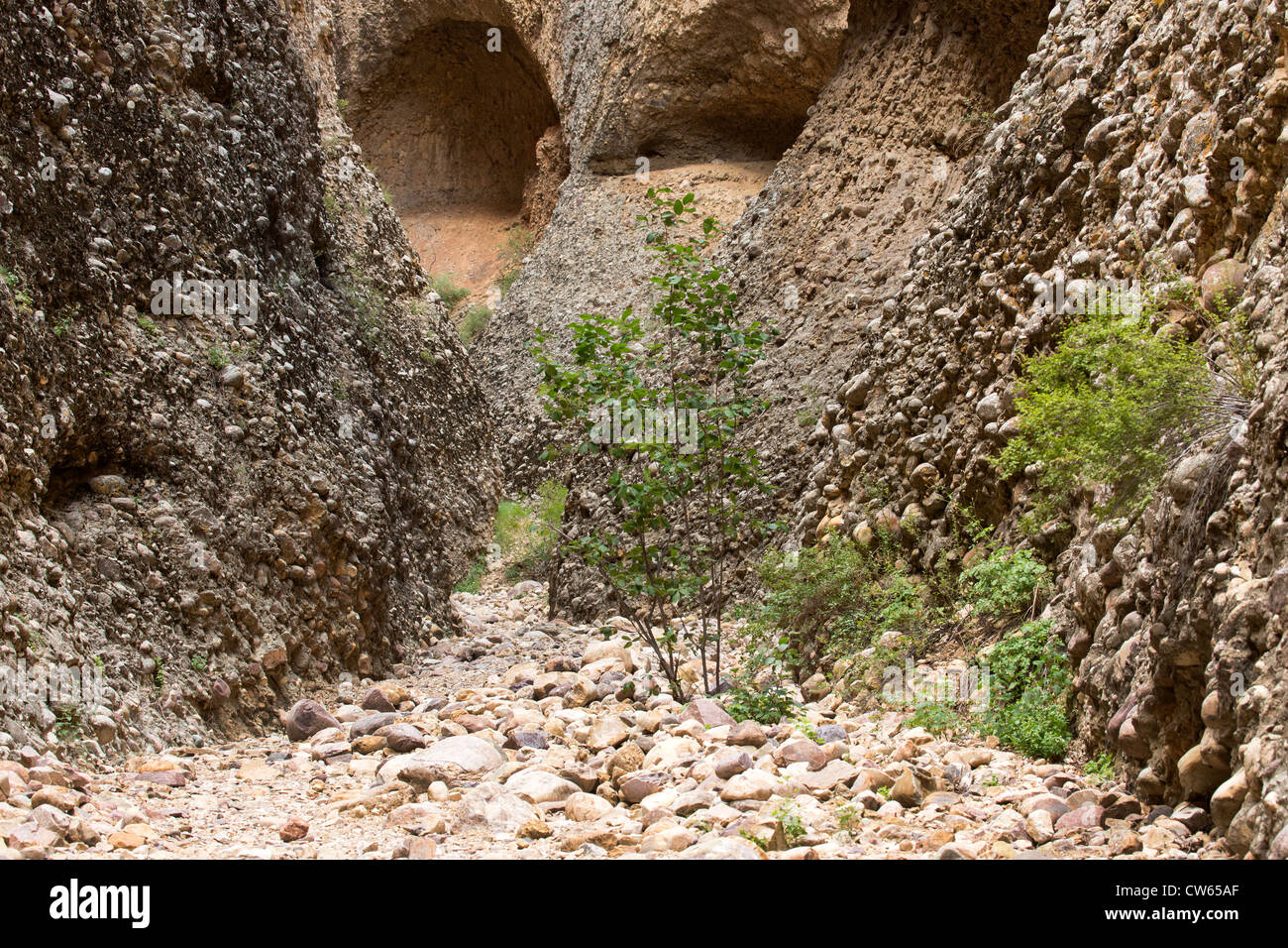 Interior of a box canyon in central Utah showing geologic formations of ...