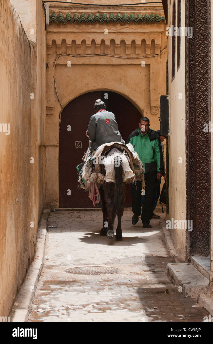 narrow passageway in the ancient medina of Fes, Morocco Stock Photo - Alamy