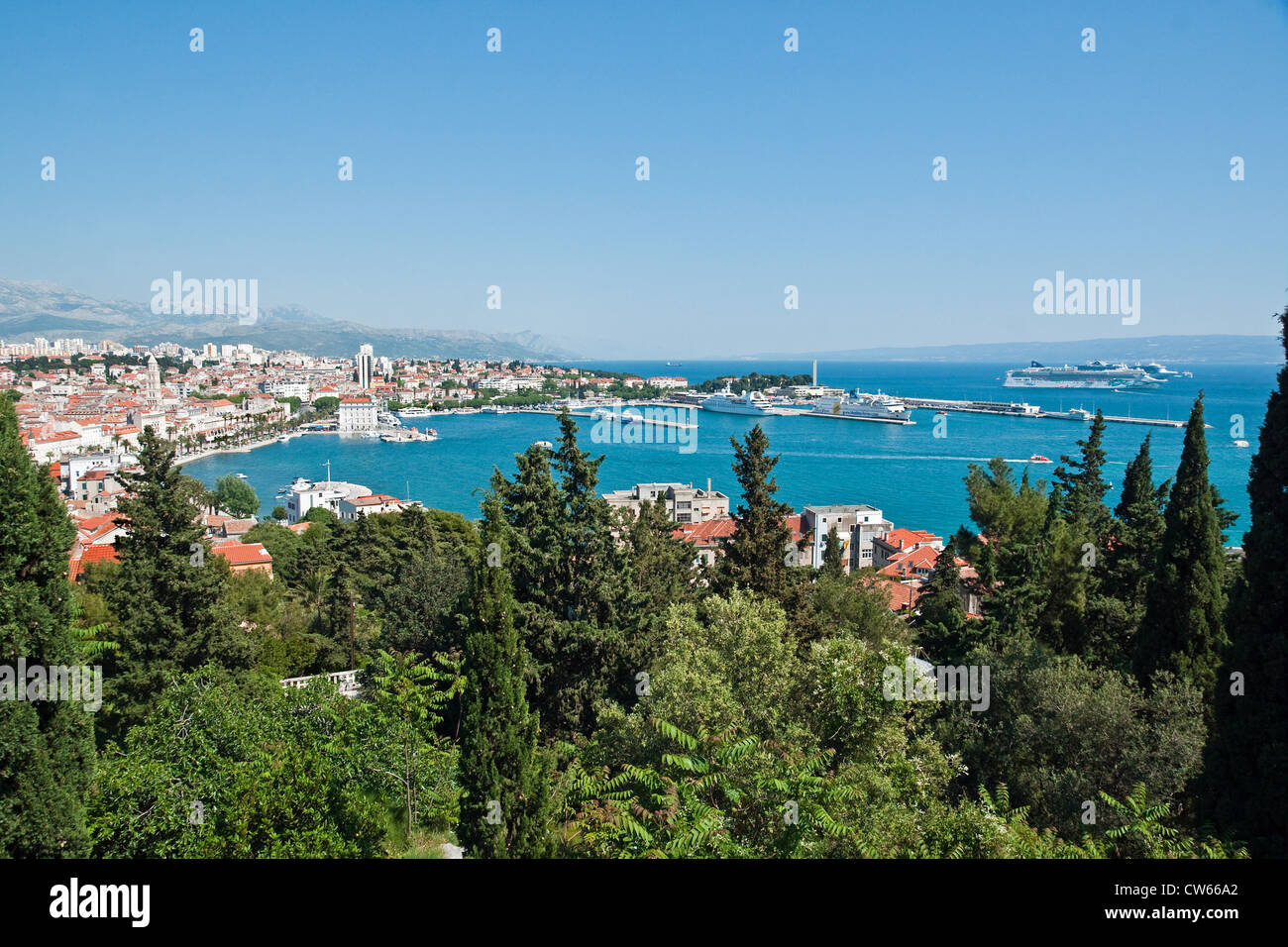 View of the beautiful port of Split, on Croatia's Adriatic coast. The ...