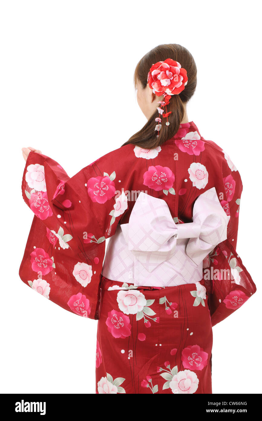 Japanese woman in pink kimono hi-res stock photography and images - Alamy