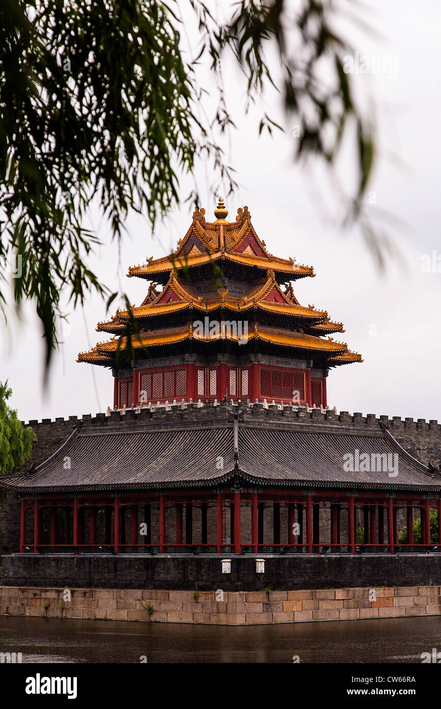 The Arrow Tower on the palace walls of the Forbidden City during a ...