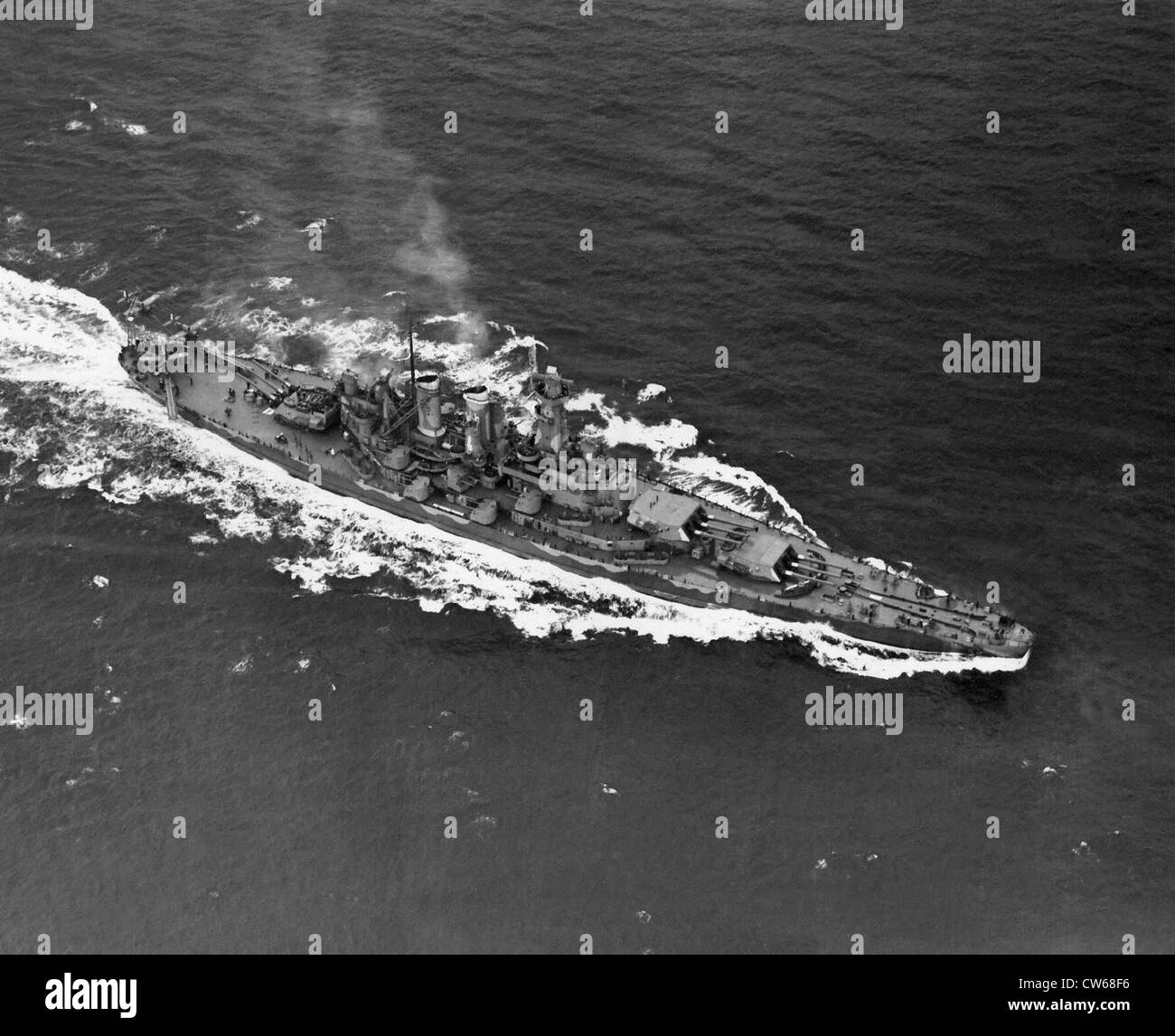 Aerial view of the American battleship "North Carolina", 1942 Stock ...