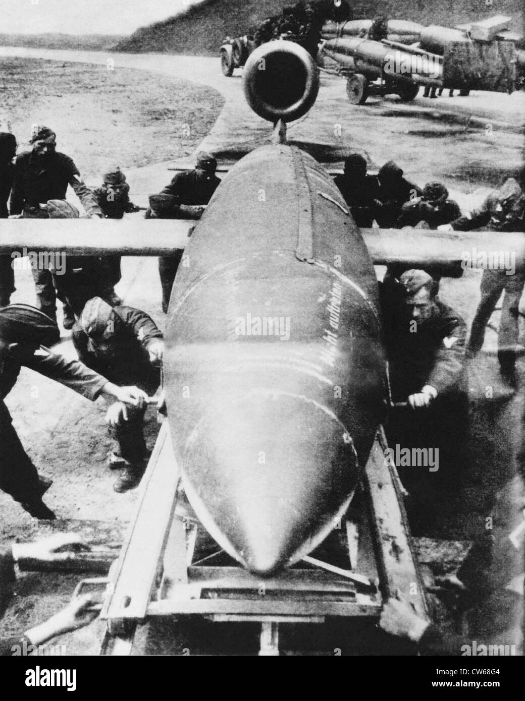 German rocket on its launching pad, 1944-1945 Stock Photo - Alamy