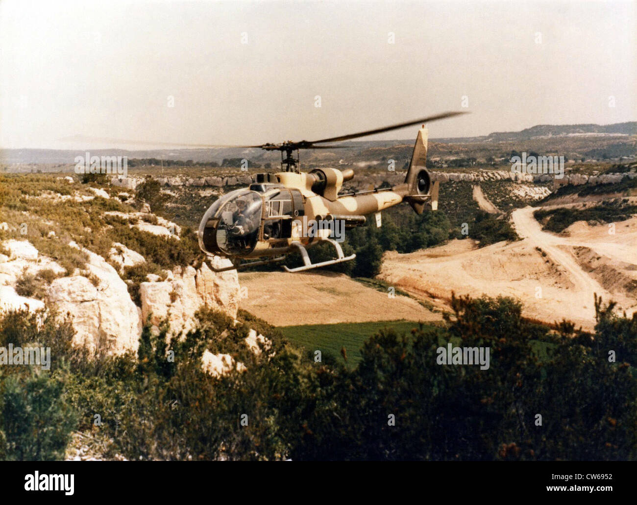 French Aérospatiale SA-342 Gazelle helicopter equipped with missiles ...