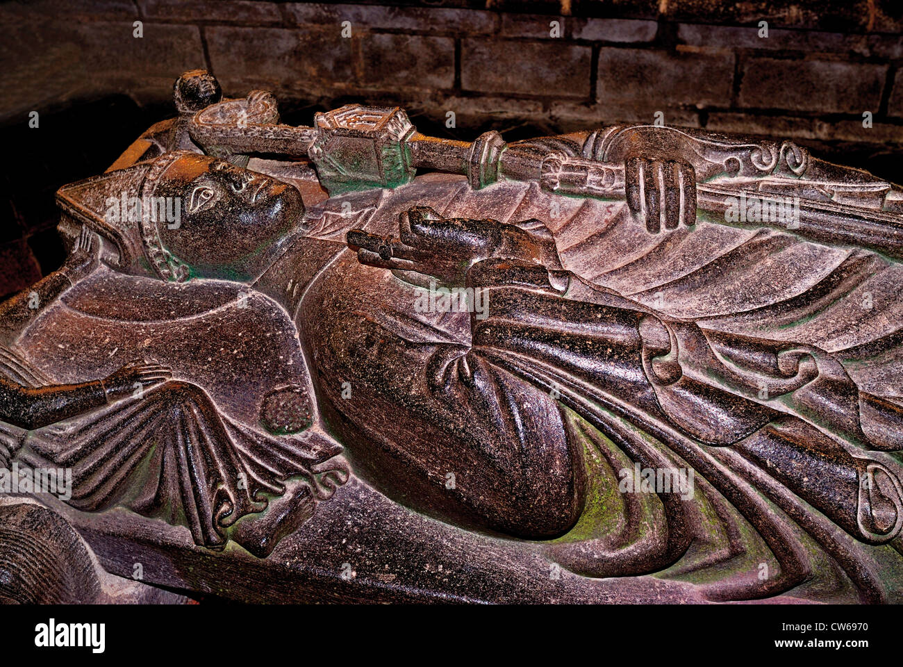 France, Brittany: Tomb of Saint Ronan in the Chapel Pénity in Locronan ...