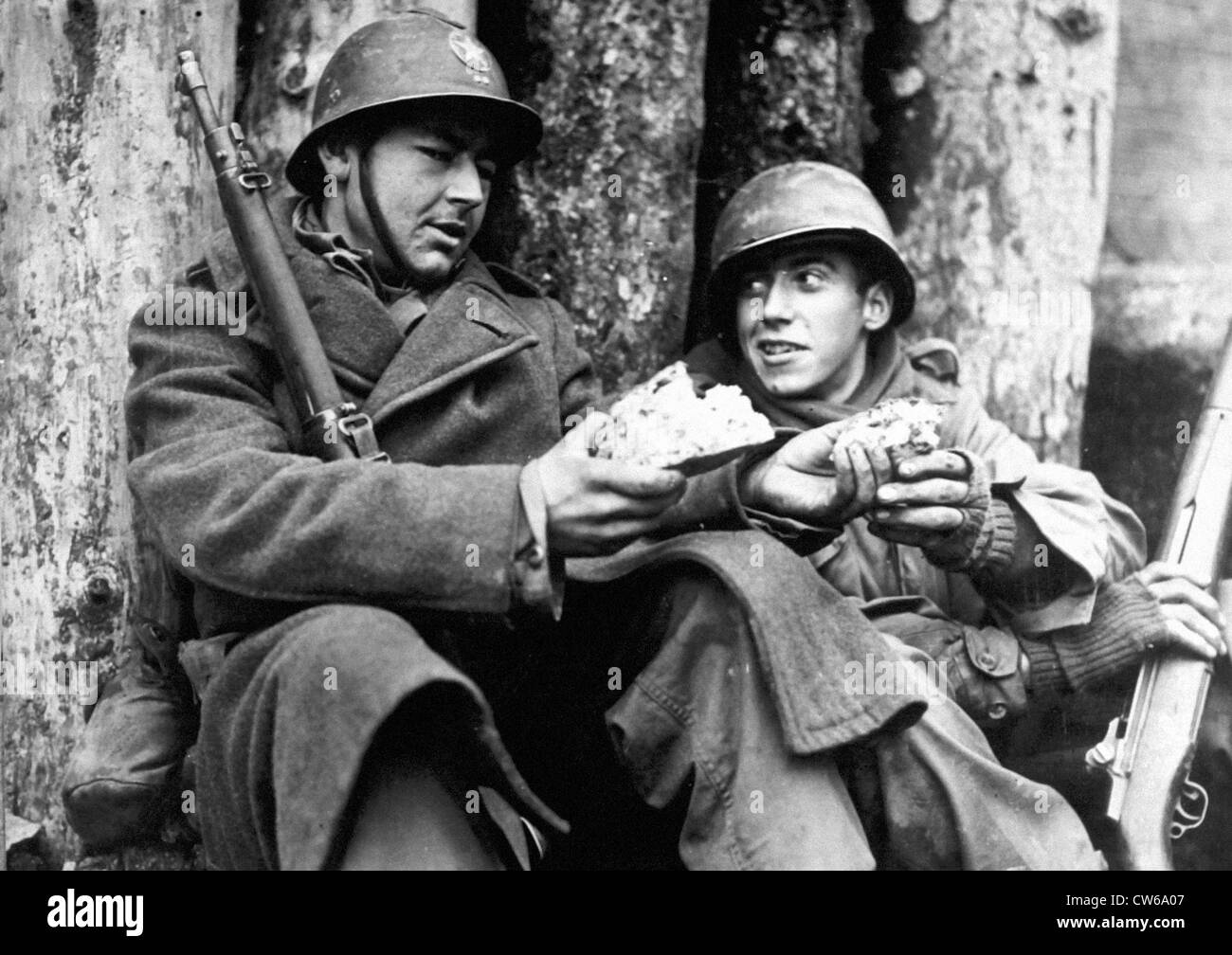 G.I and "Poilu" meet as Colmar pocket is closed (February 1945 Stock ...