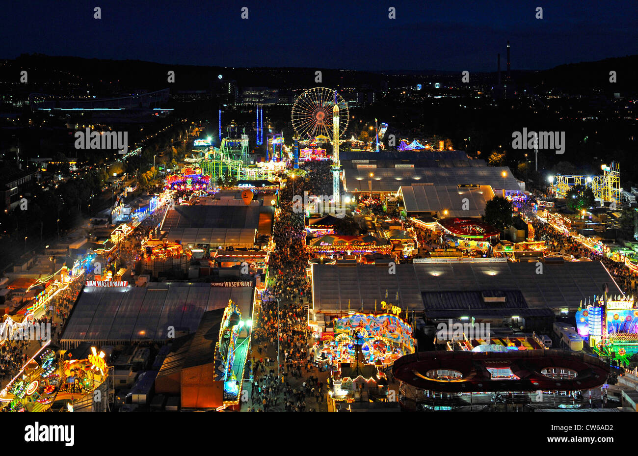 fun fair in Stuttgart at night, Germany, Baden-Wuerttemberg, Stuttgart ...