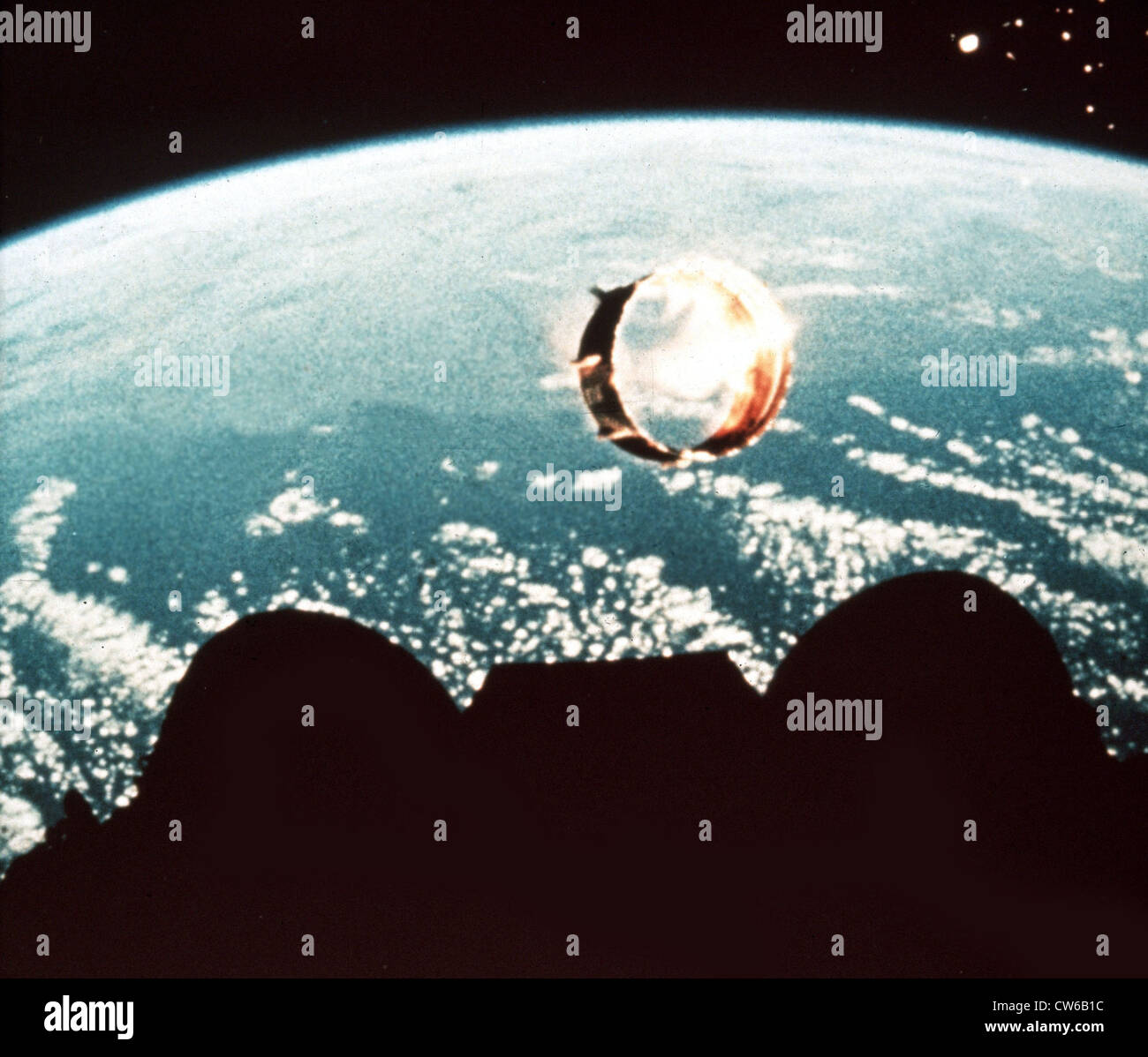 Interstage section that connects two stages of unmanned Apollo 6 falls ...
