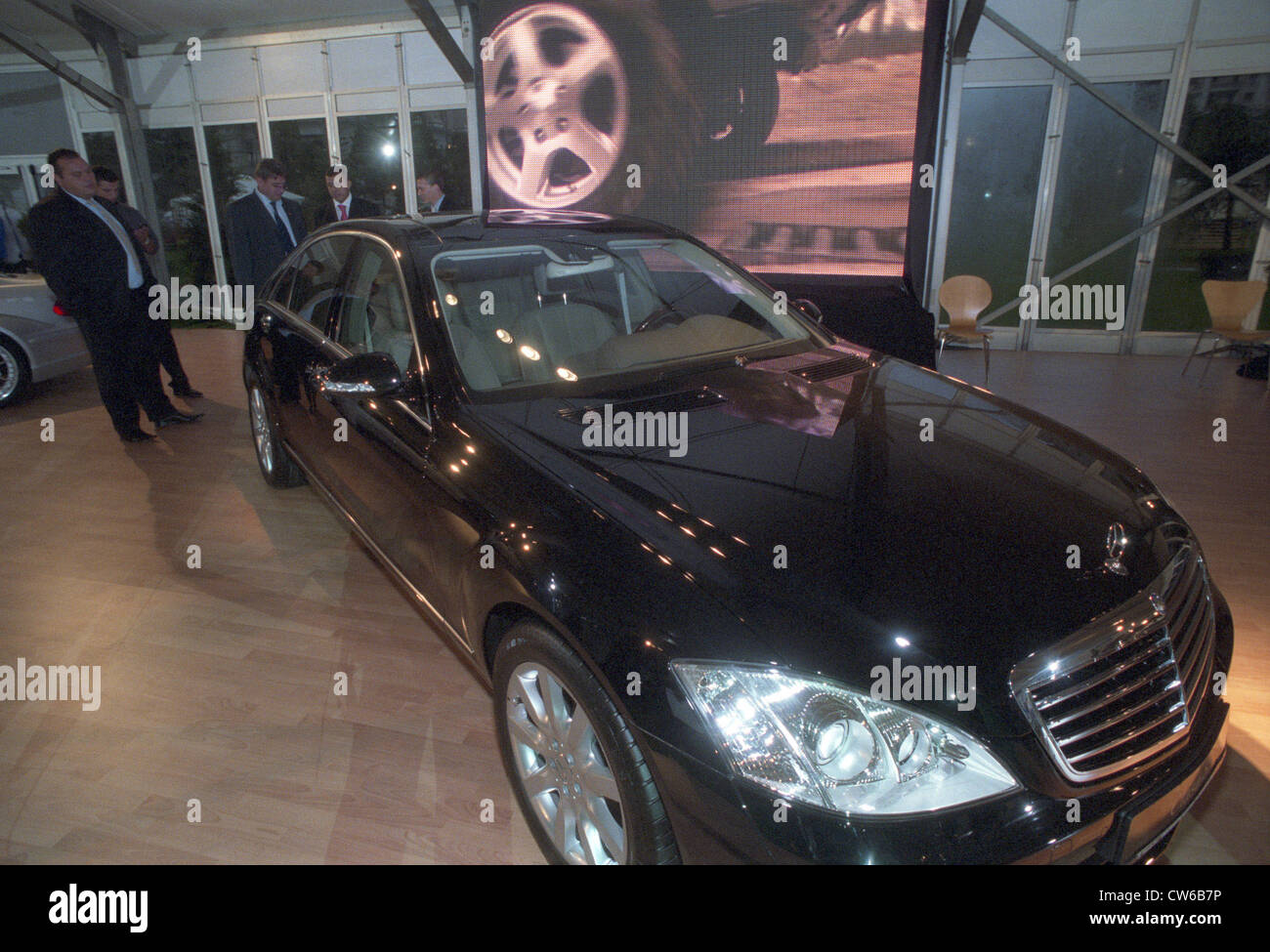 Black Mercedes S-Class in a motor show in Bucharest, Romania Stock ...