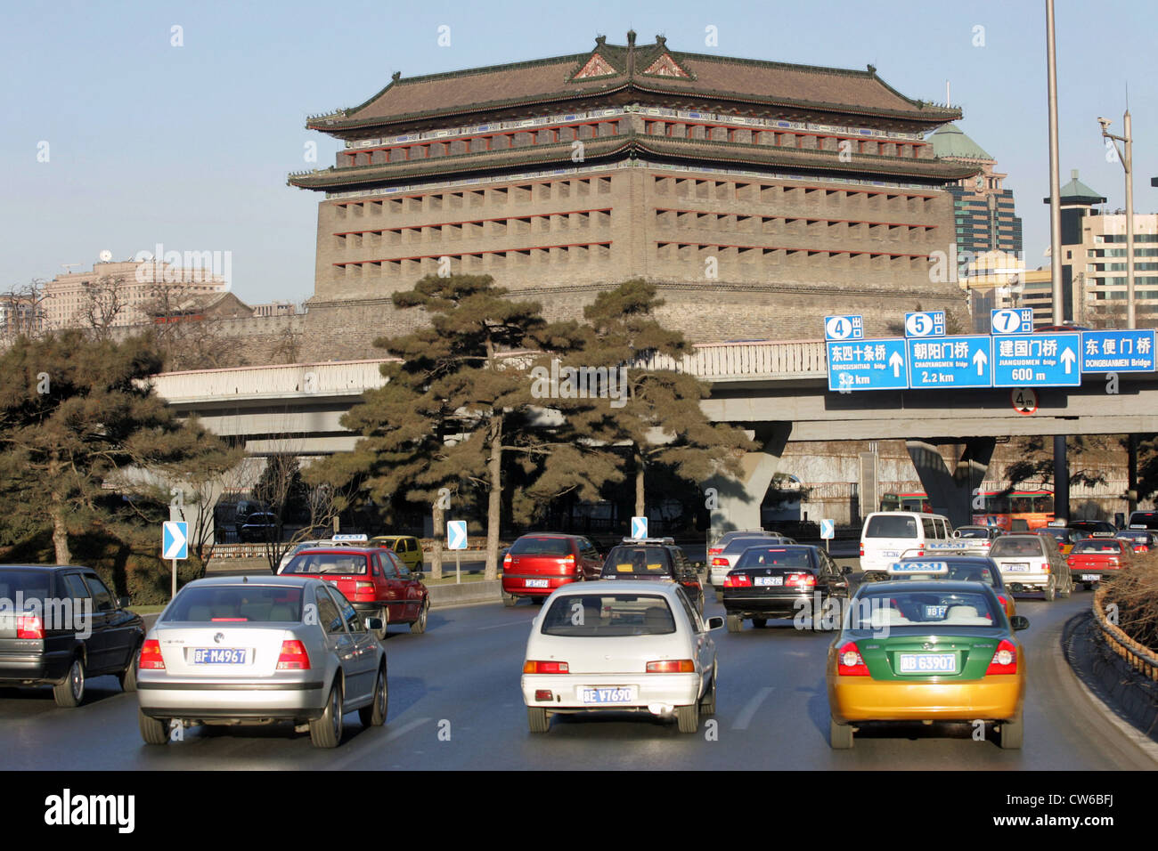 Beijing, the West Gate of the city wall on a busy street Stock Photo ...