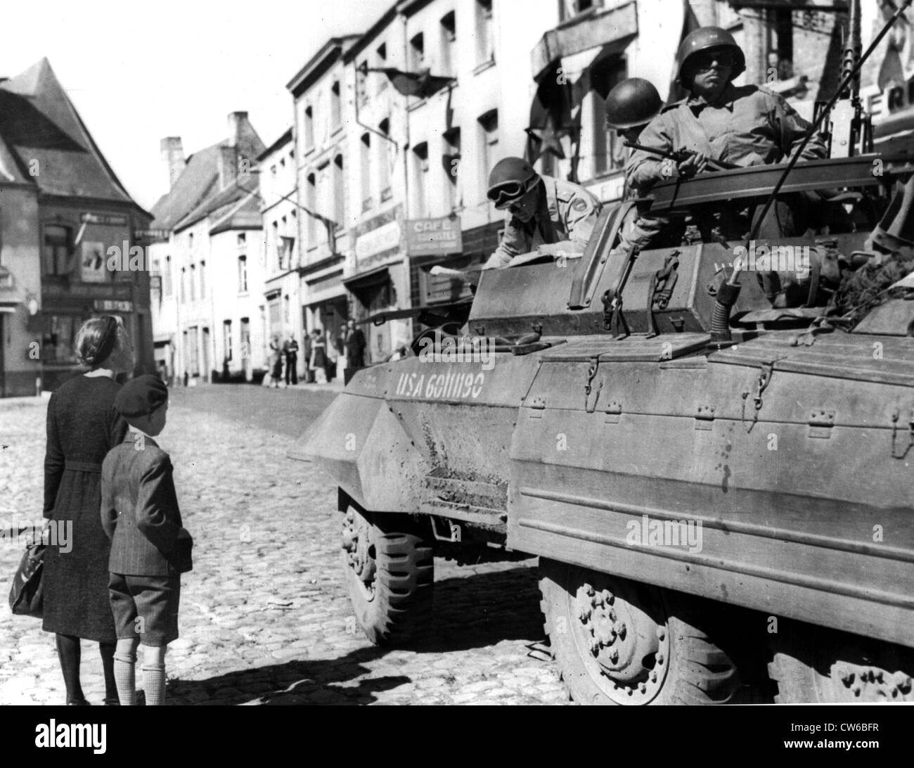US General plans tactics in Beaumont (Belgium) September 1944 Stock ...