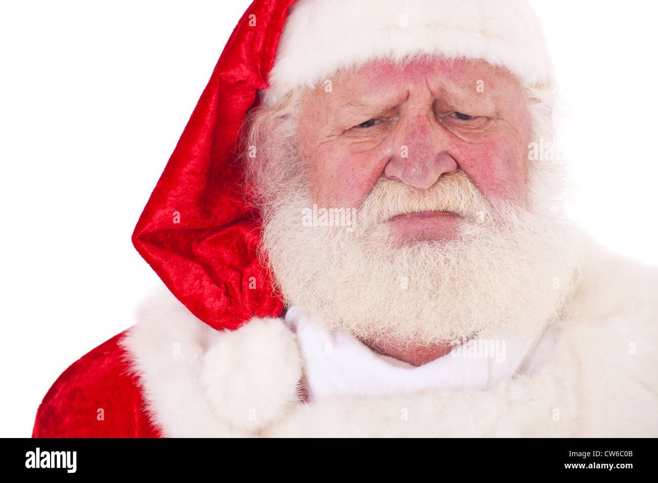 Portrait of Santa Claus with severe look. All on white background Stock ...